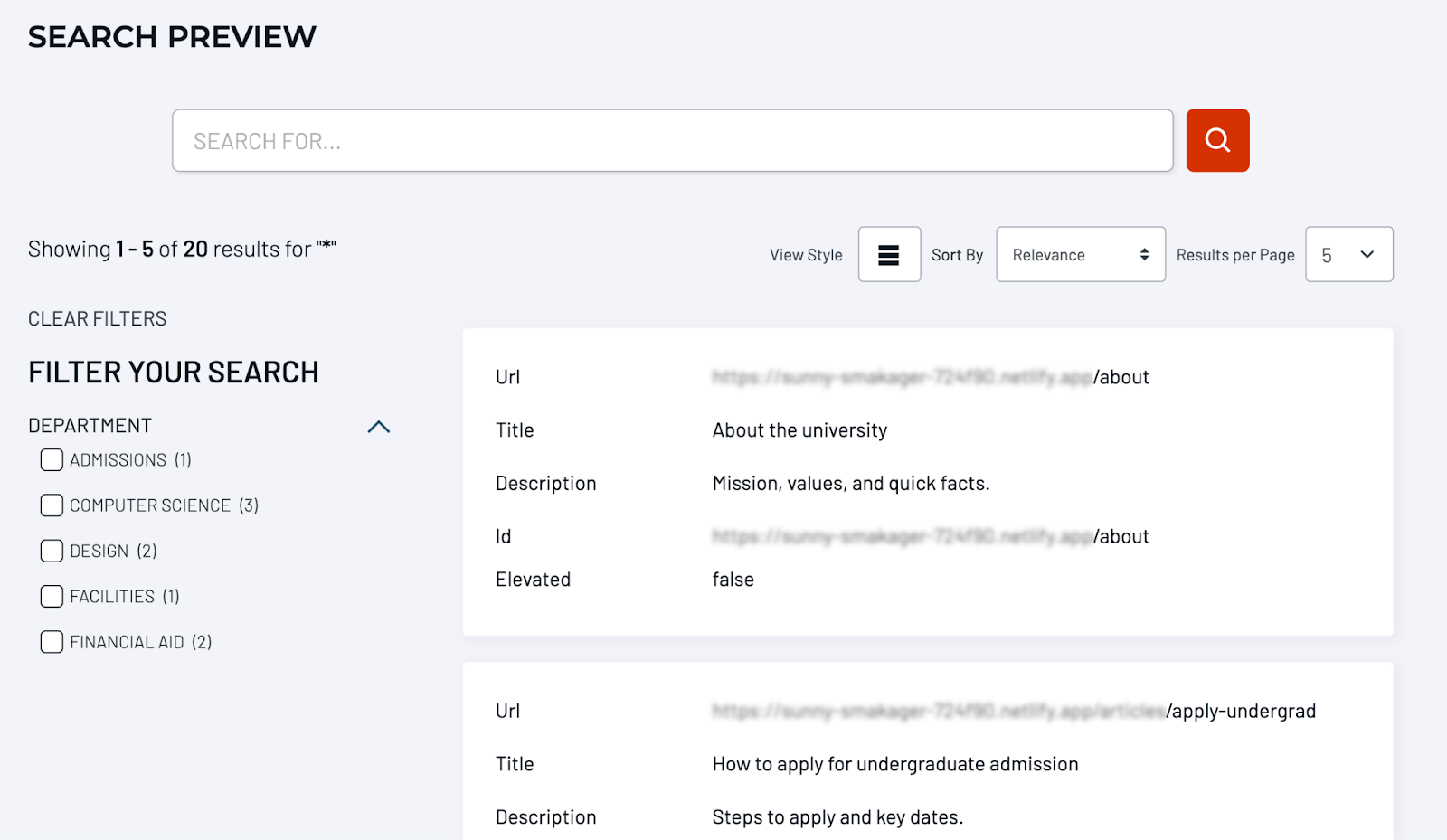 Configuring Results Display – SearchStax Help Center