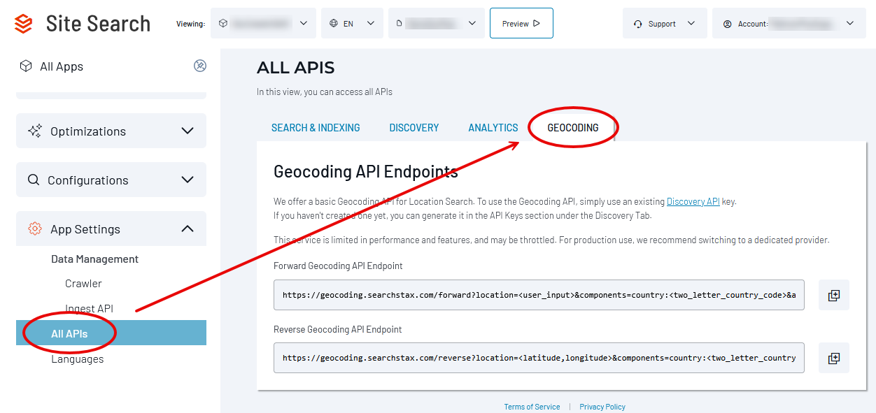 Geocoding API – SearchStax Help Center