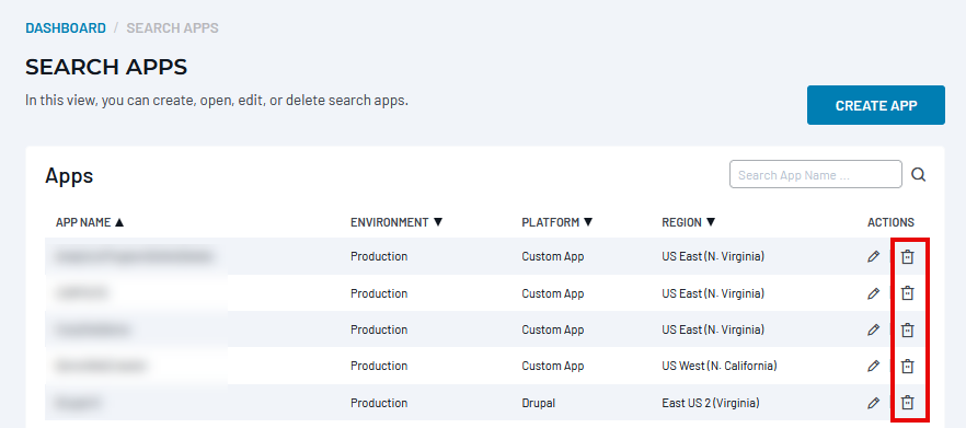 Delete a Search App – SearchStax Help Center